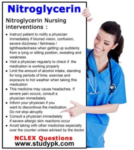 Nitroglycerin Nursing Intervention - StudyPK