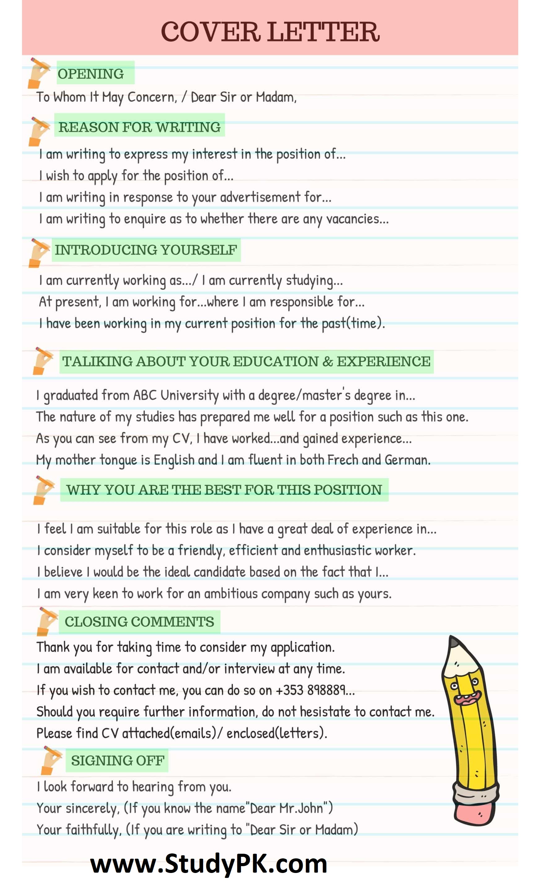 How To Write A Cover Letter StudyPK