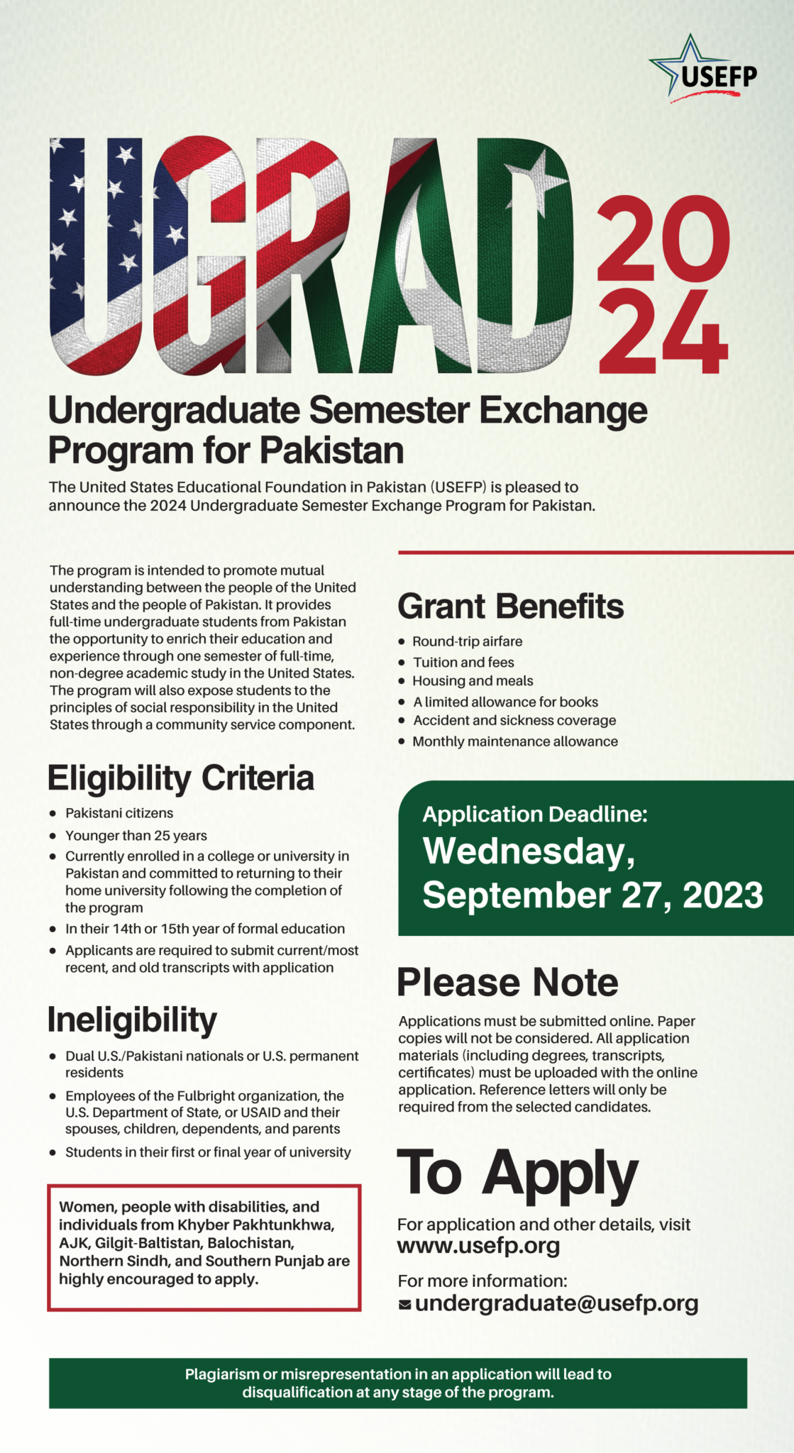 Study in the USA for a Semester: Apply for the Global UGRAD-Pakistan ...