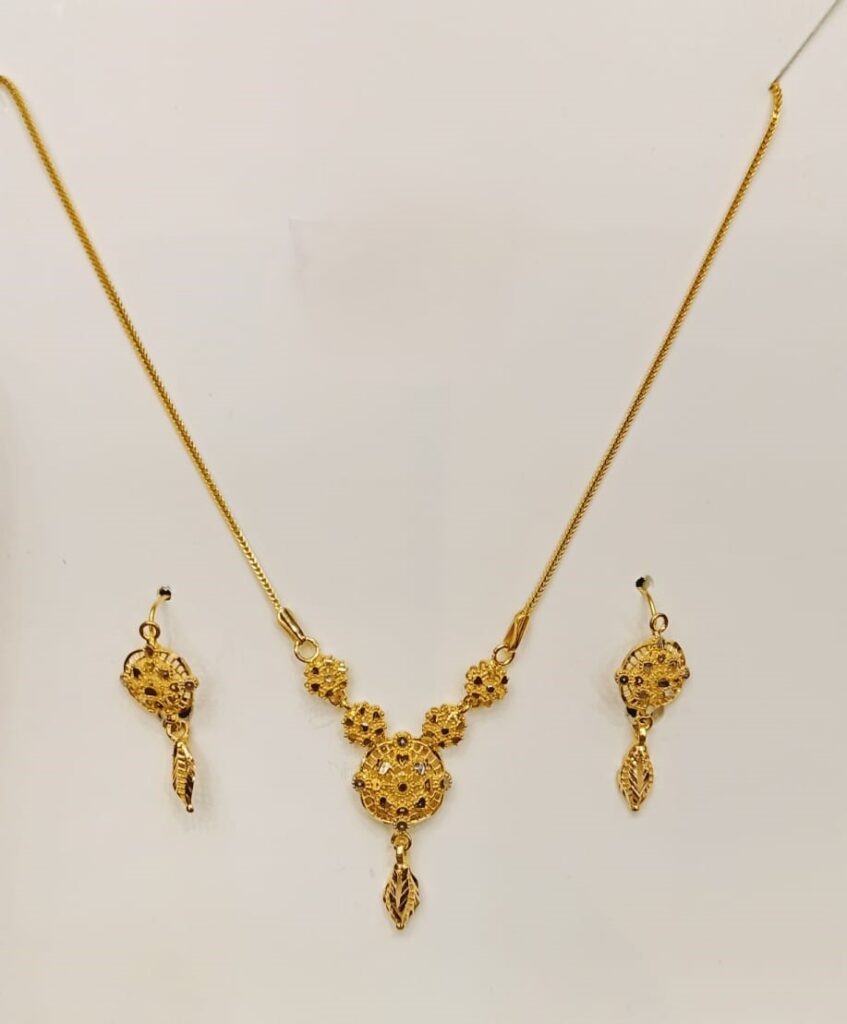 Elegant Modern Gold Mala Set with Earrings – Under PKR 110,000 - StudyPK
