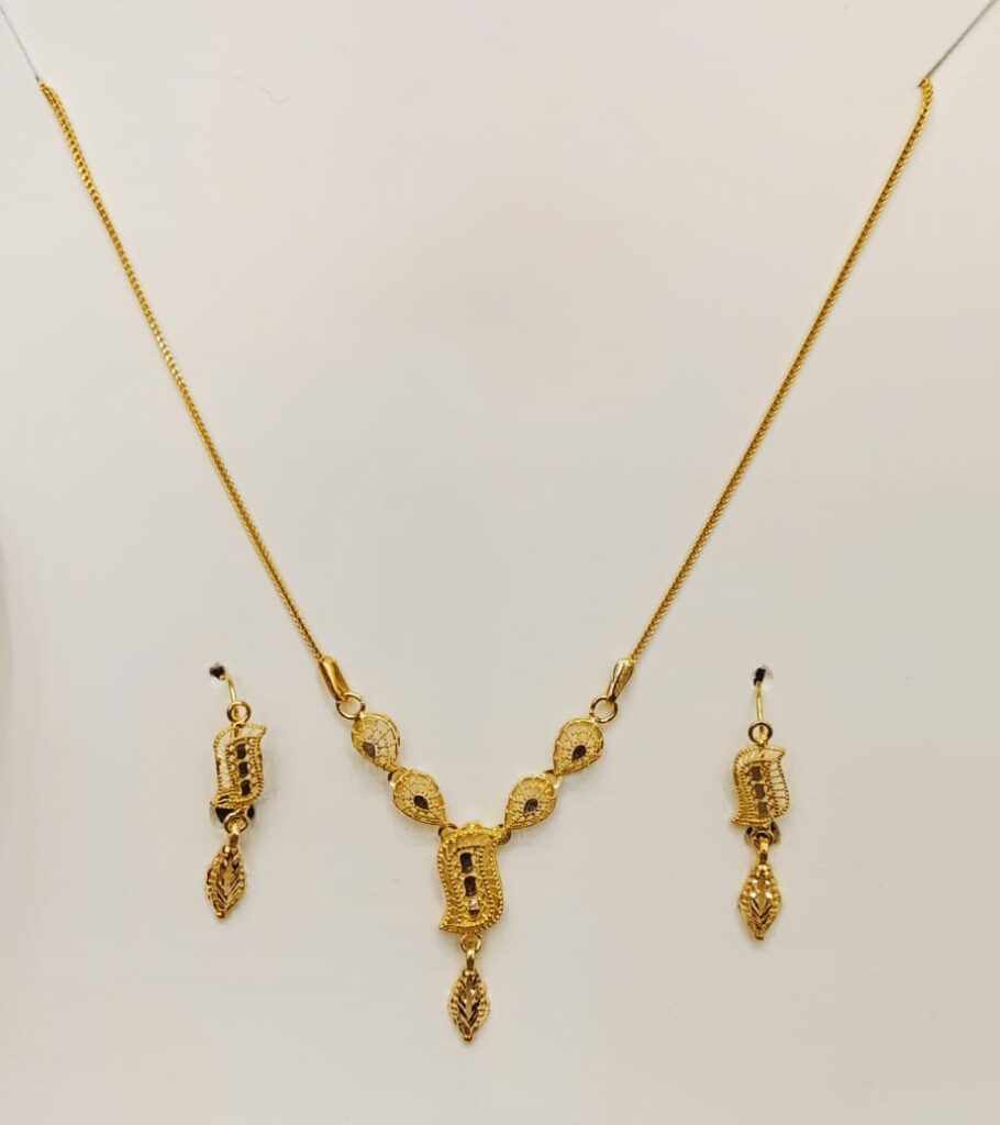 Elegant Modern Gold Mala Set with Earrings – Under PKR 110,000 - StudyPK